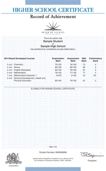 HSC credentials - Board of Studies Teaching and Educational Standards NSW